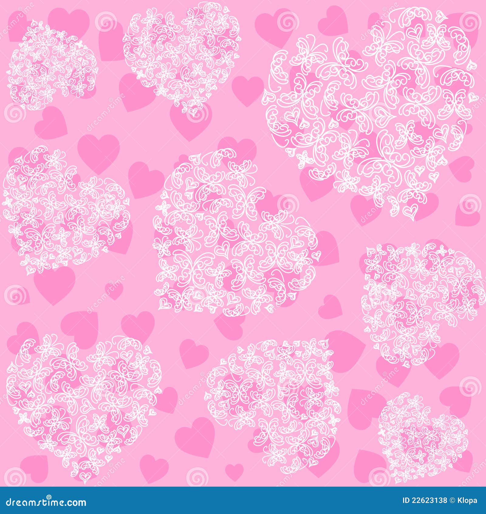 Seamless Pink Heart Pattern Stock Vector - Illustration of butterfly ...