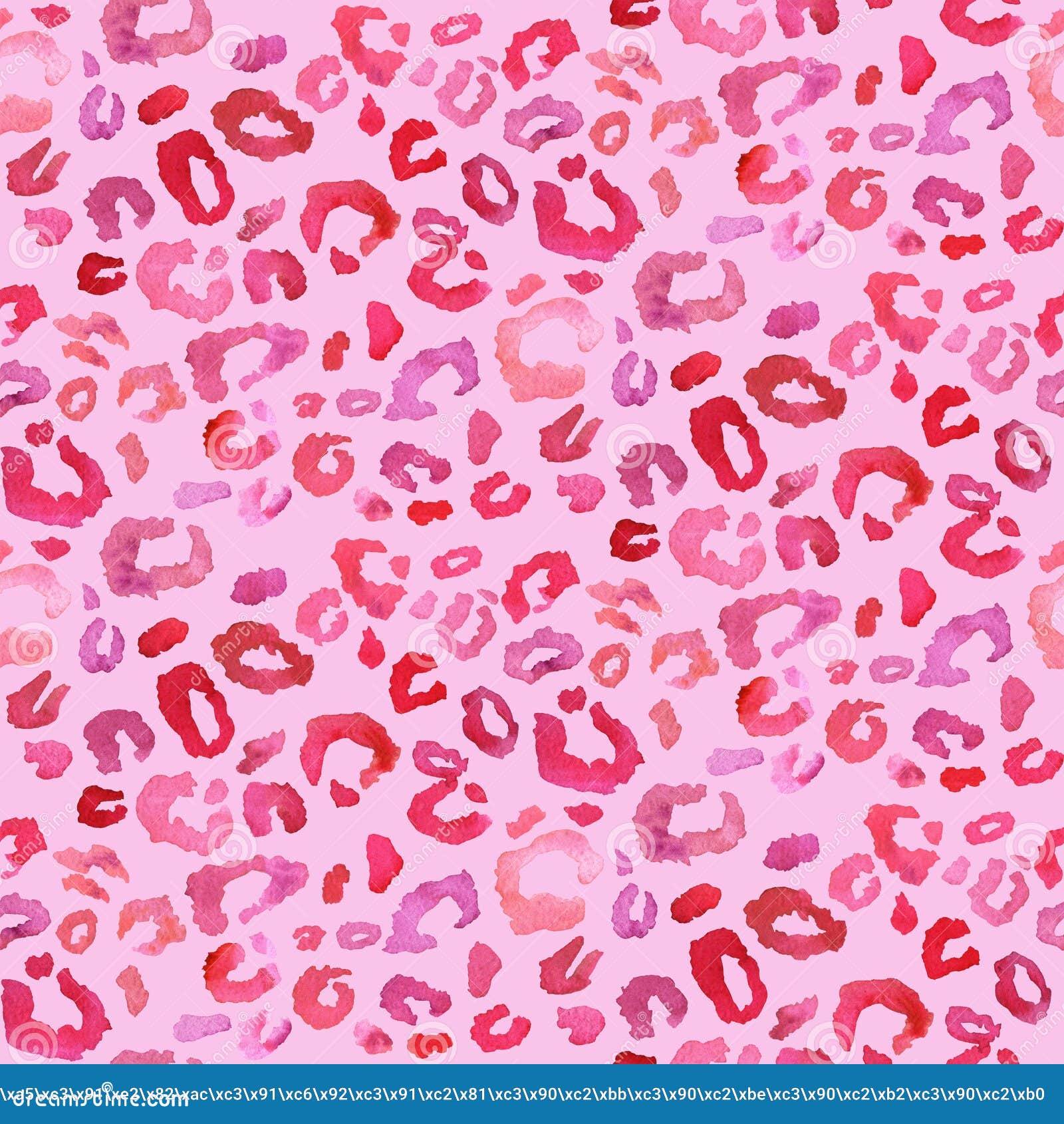 Seamless Pink Leopard Skin Pattern Watercolor Drawn Stock Photo ...