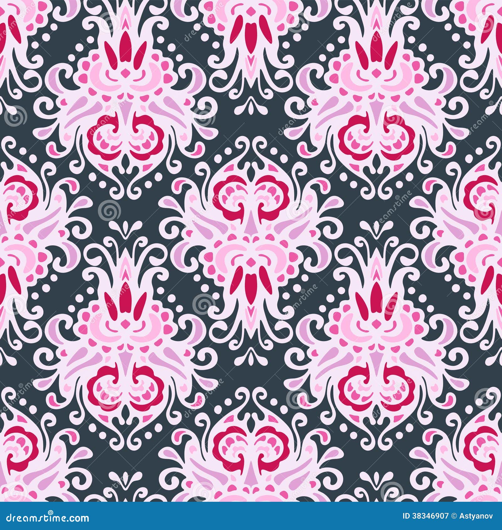 Seamless Pink Luxury Damask Vector Design Stock Vector - Illustration ...