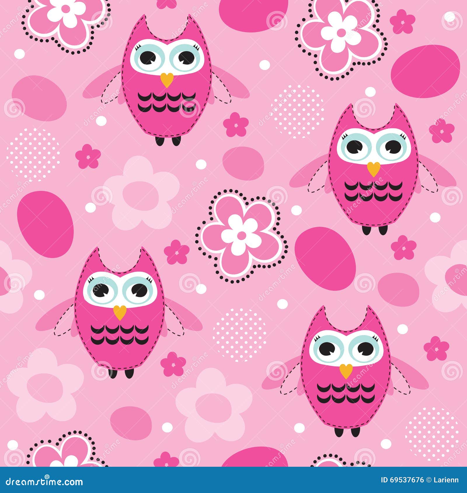 Seamless Pink Owl Pattern Vector Illustration Stock Vector ...