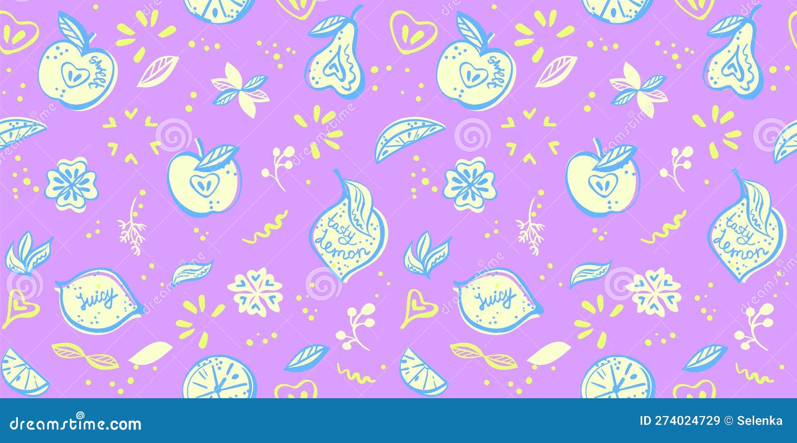 Seamless Pink Pattern with Fruits Stock Vector - Illustration of ...