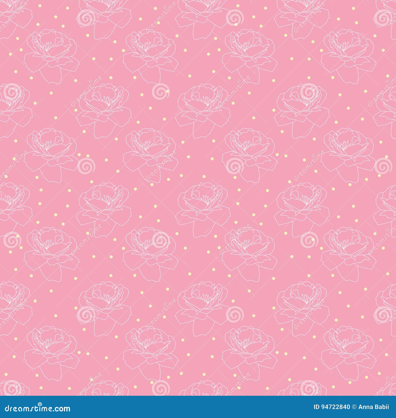 Seamless Pink Rose and Confetti Pattern. Flower Background. Vecor ...