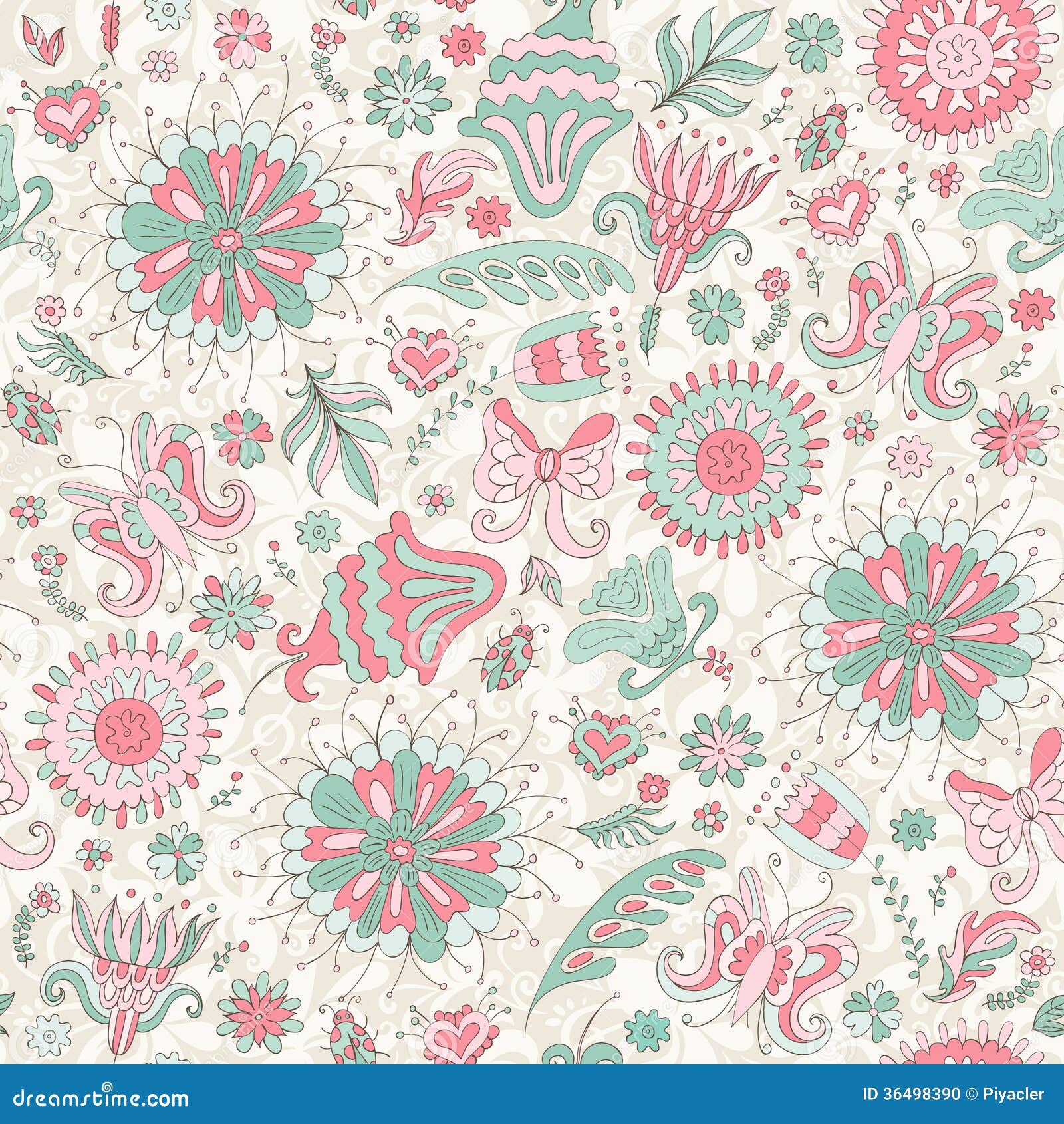 Seamless Pink Summer Pattern with Flowers Stock Vector - Illustration ...