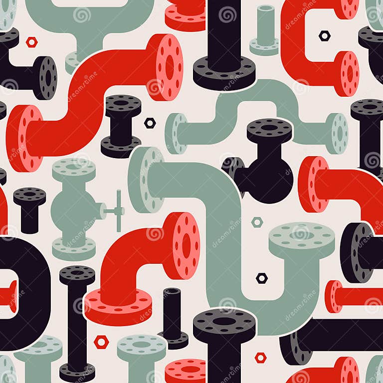 Seamless Pipe Elements Pattern. Modern Vector Illustration Stock Vector ...