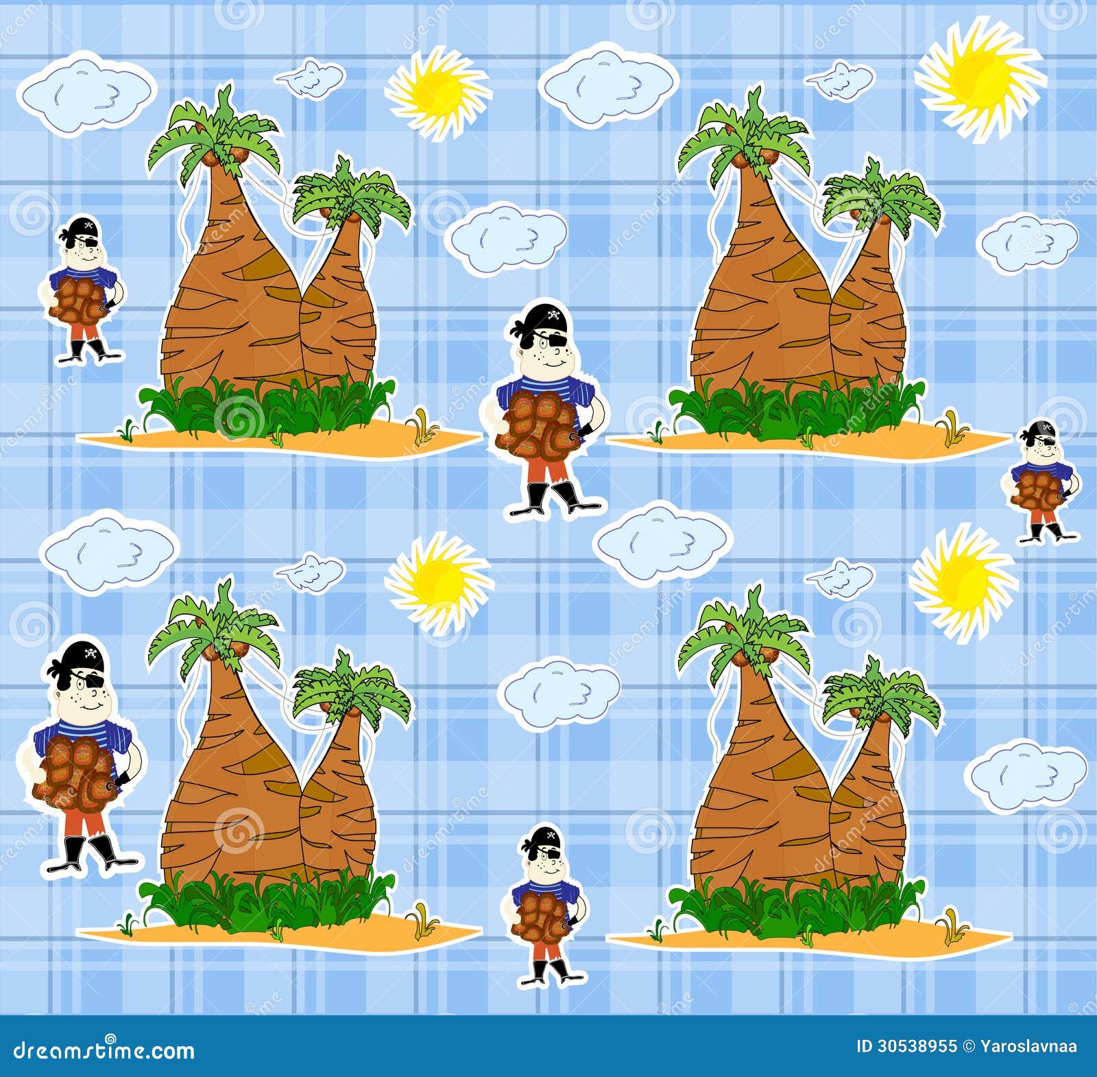 Seamless Pirate Island Illustration Kids Backgroun Stock Vector ...