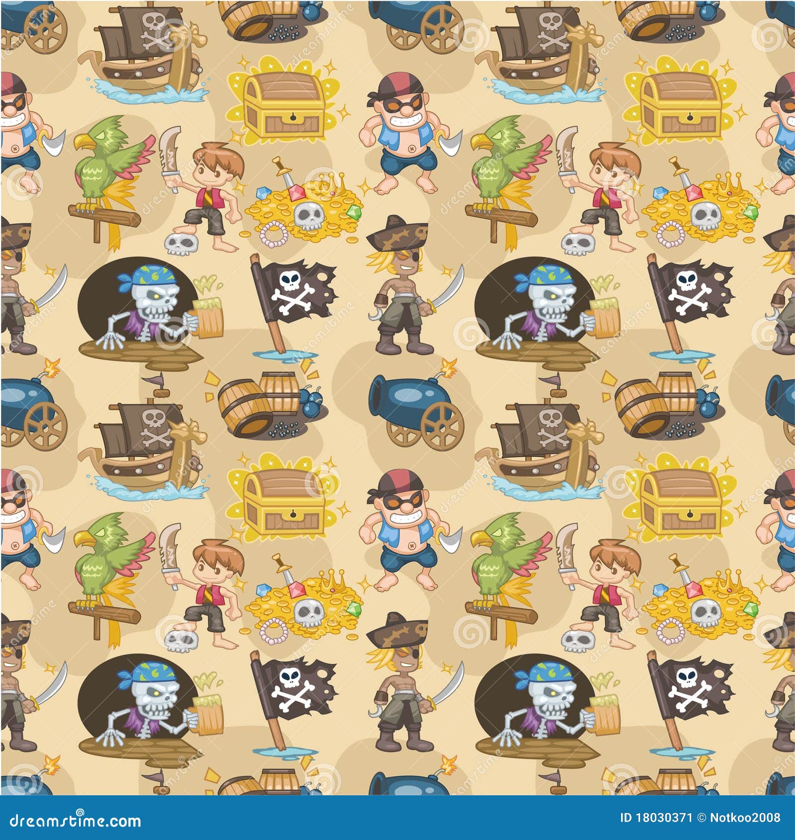 Seamless pirate pattern stock vector. Illustration of dangerous - 18030371