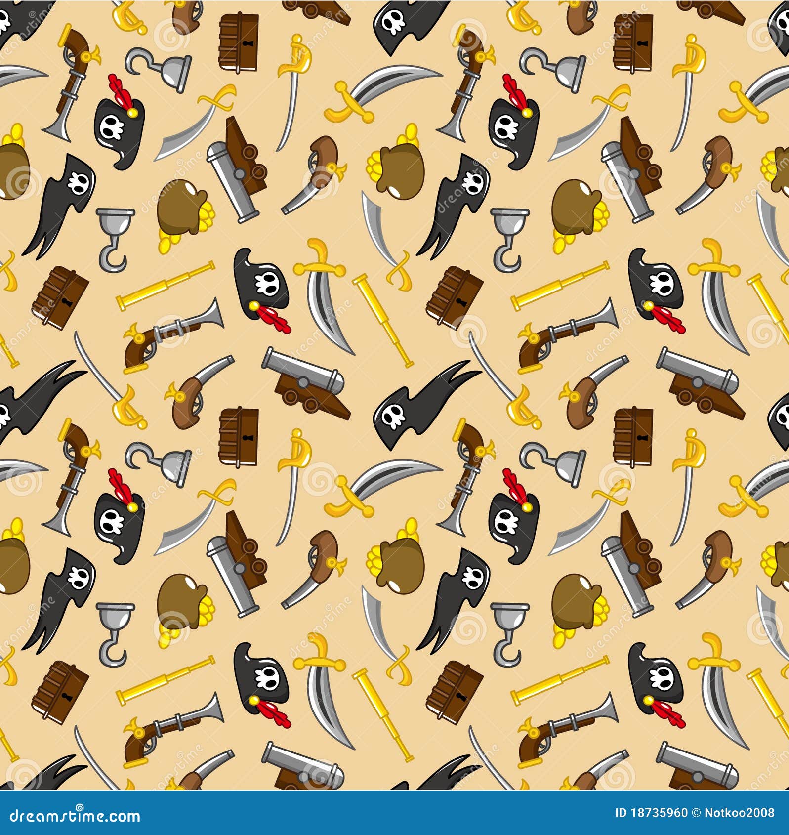 Seamless pirate pattern stock vector. Illustration of artificial - 18735960