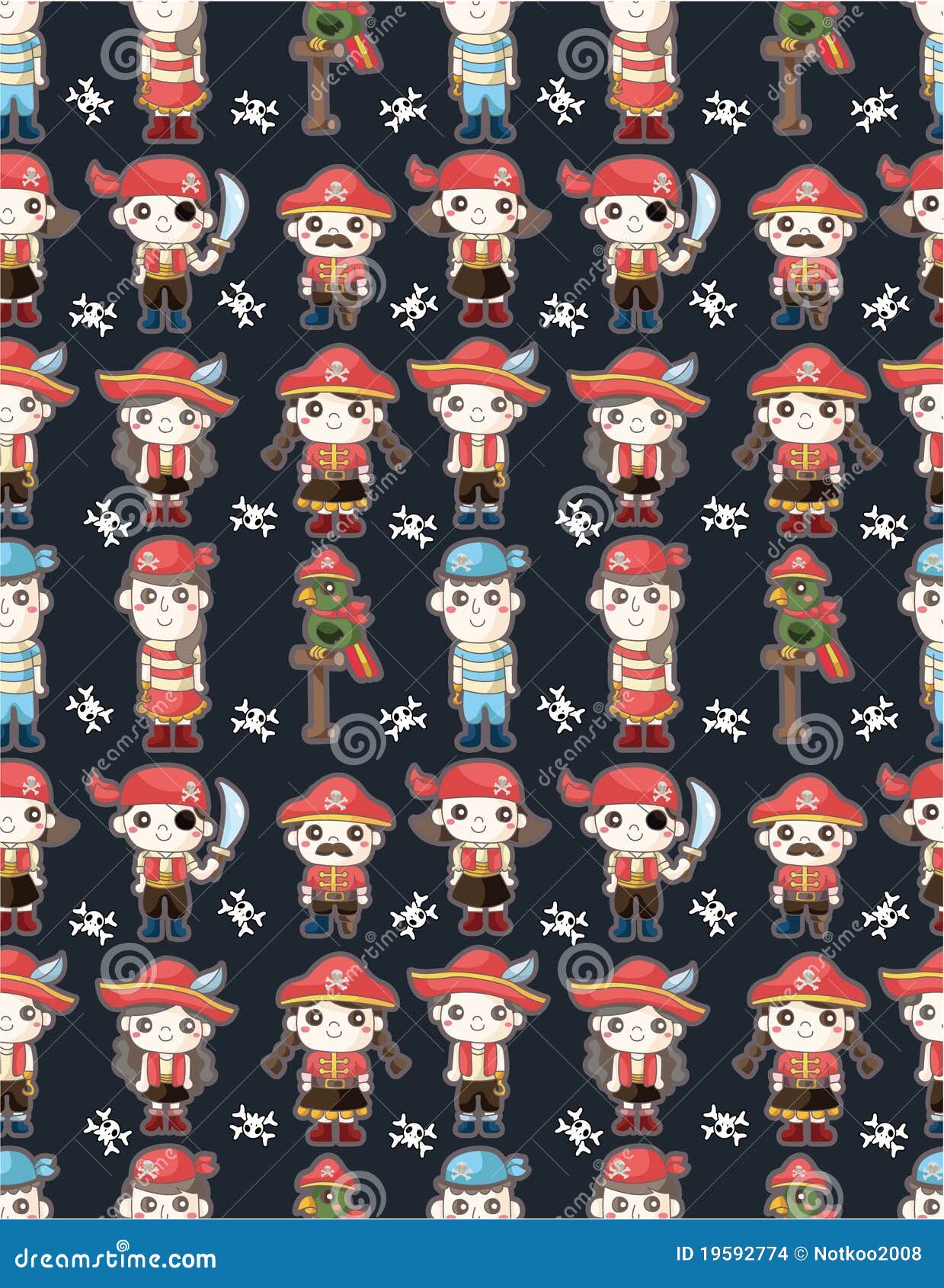 Seamless pirate pattern stock vector. Illustration of design - 19592774