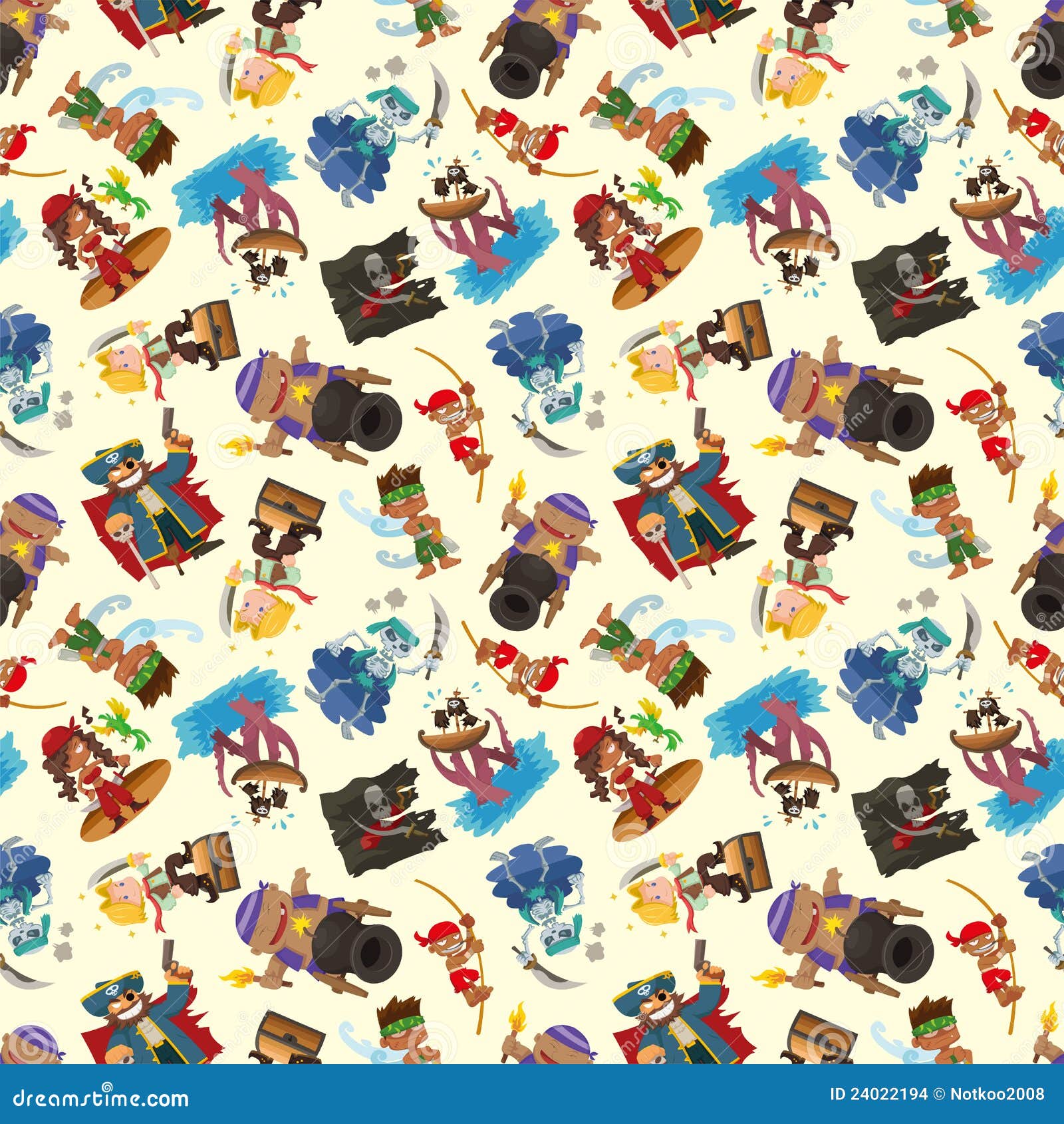 Seamless pirate pattern stock vector. Illustration of beauty - 24022194