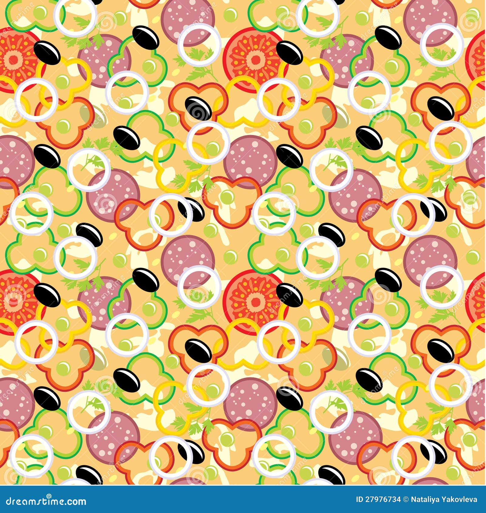 Seamless Pizza Pattern Vector Illustration | CartoonDealer.com #27976734