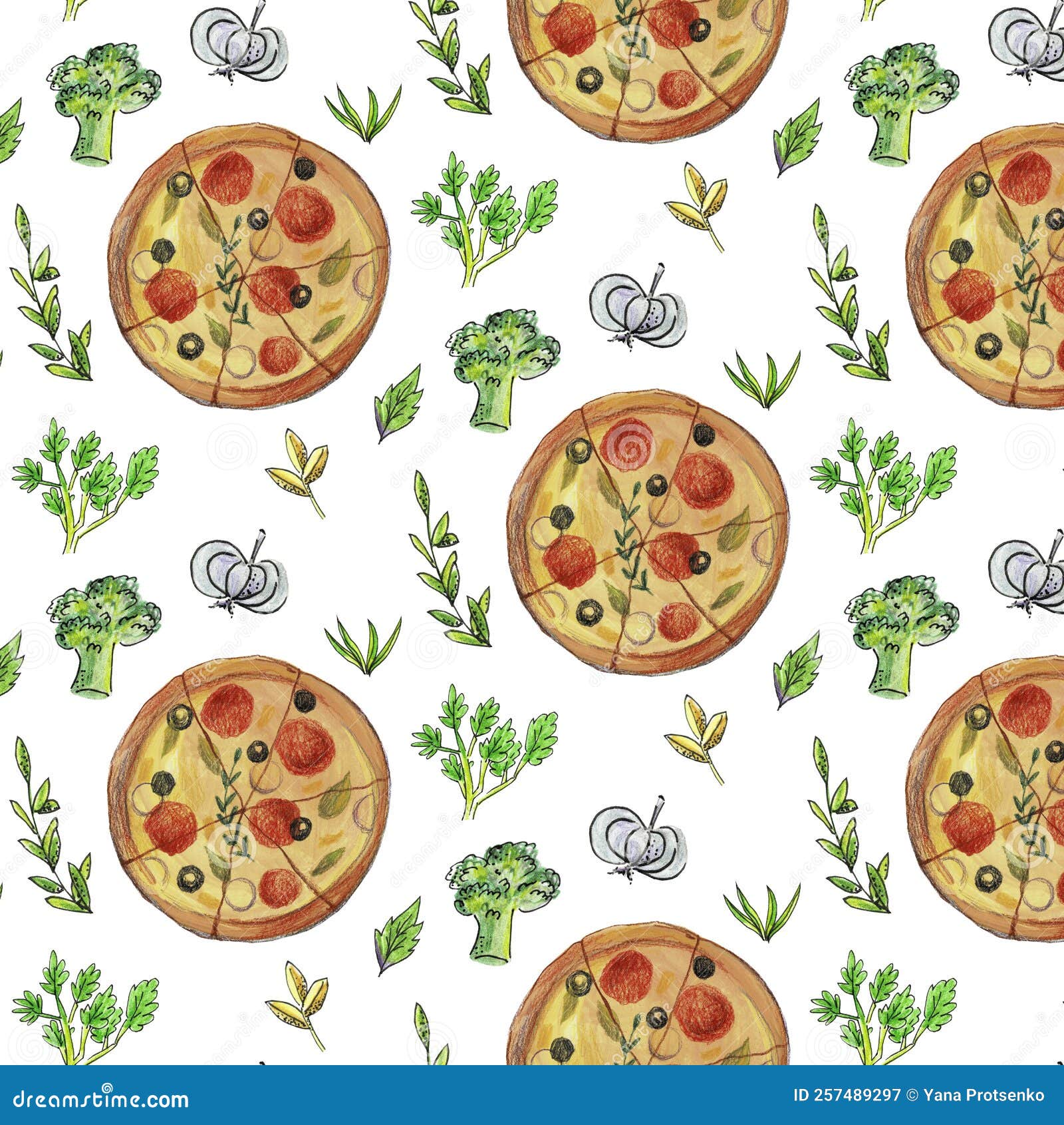 Seamless Pizza Pattern, Beautiful Illustration Stock Illustration ...