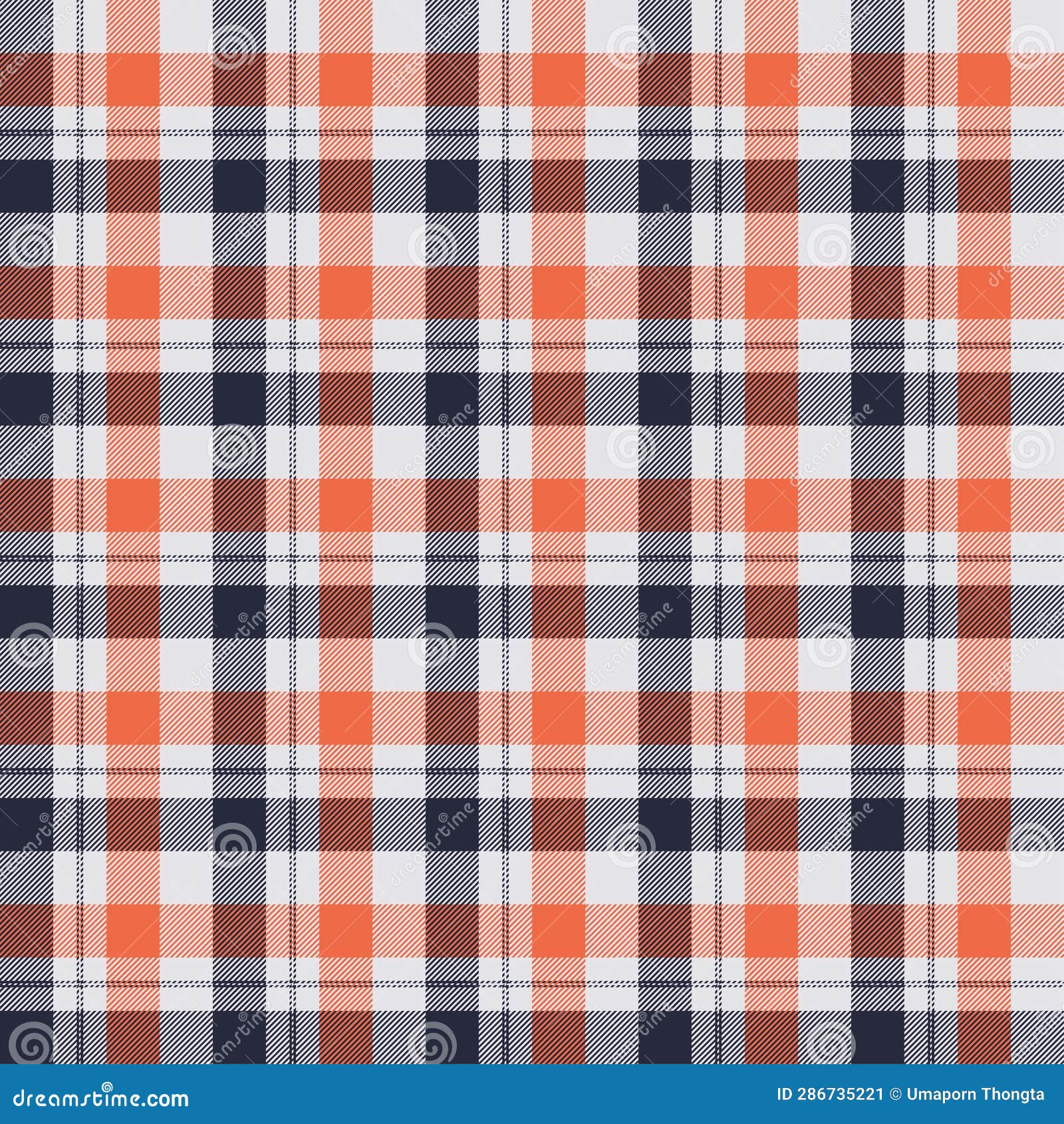 Seamless Plaid and Checkered Patterns in Dark Blue White and Orange for ...
