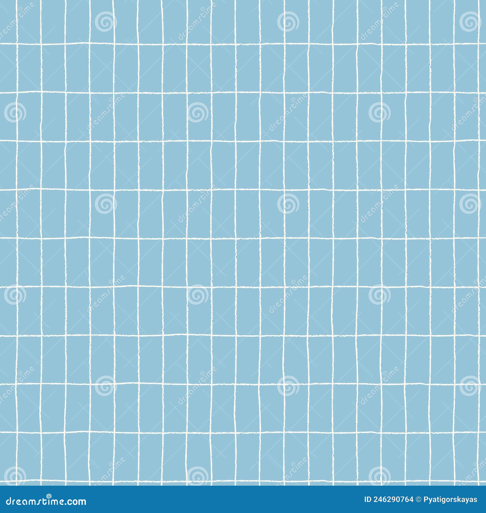 Seamless Plaid Pattern with Hand Drawn Grid on Blue Background Stock ...