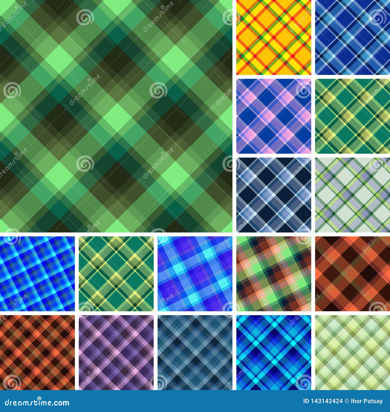 Seamless plaid patterns stock vector. Illustration of scotland - 143142424