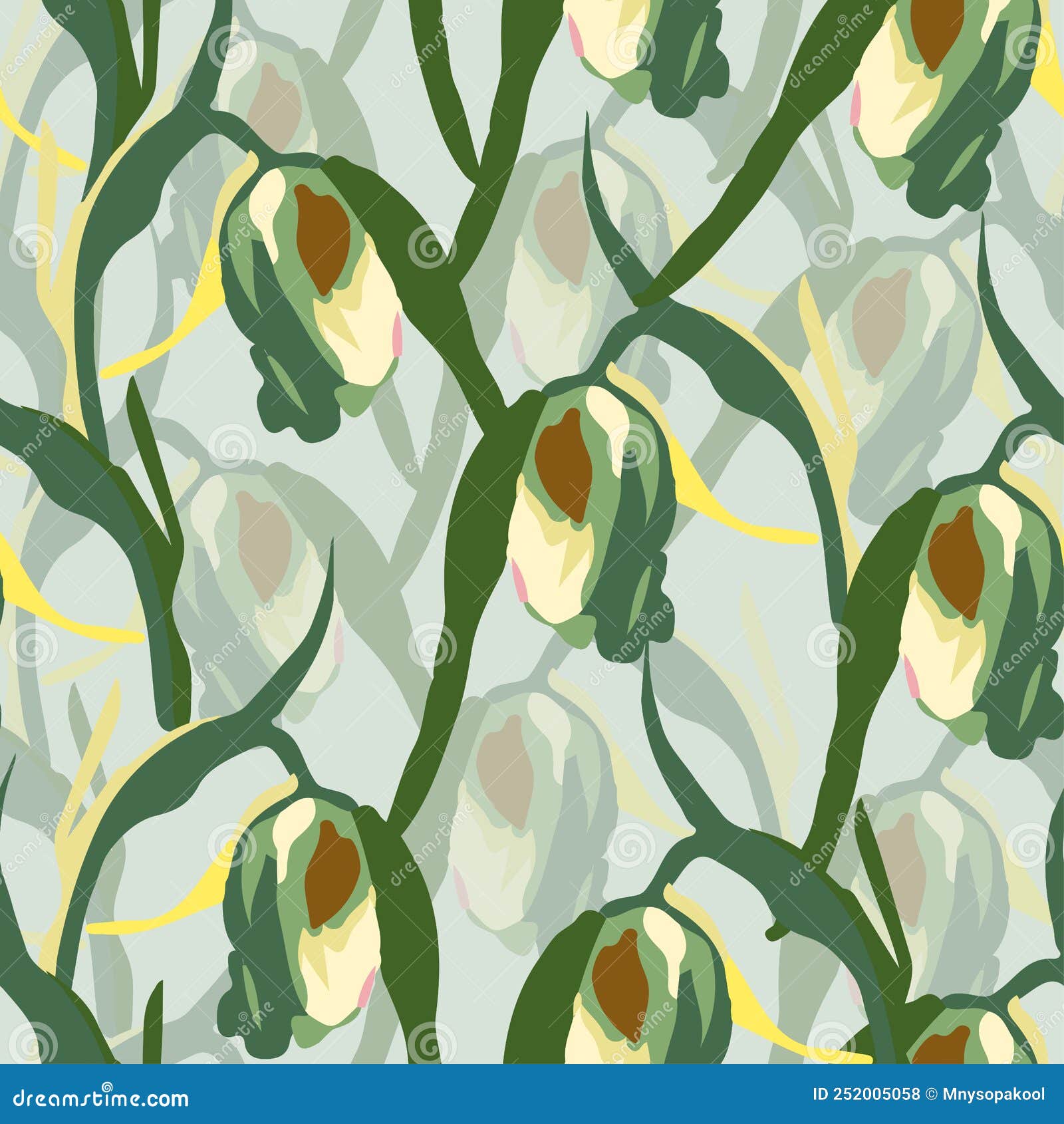 Seamless Plants Pattern Background with Abstract Wildflowers , Greeting ...