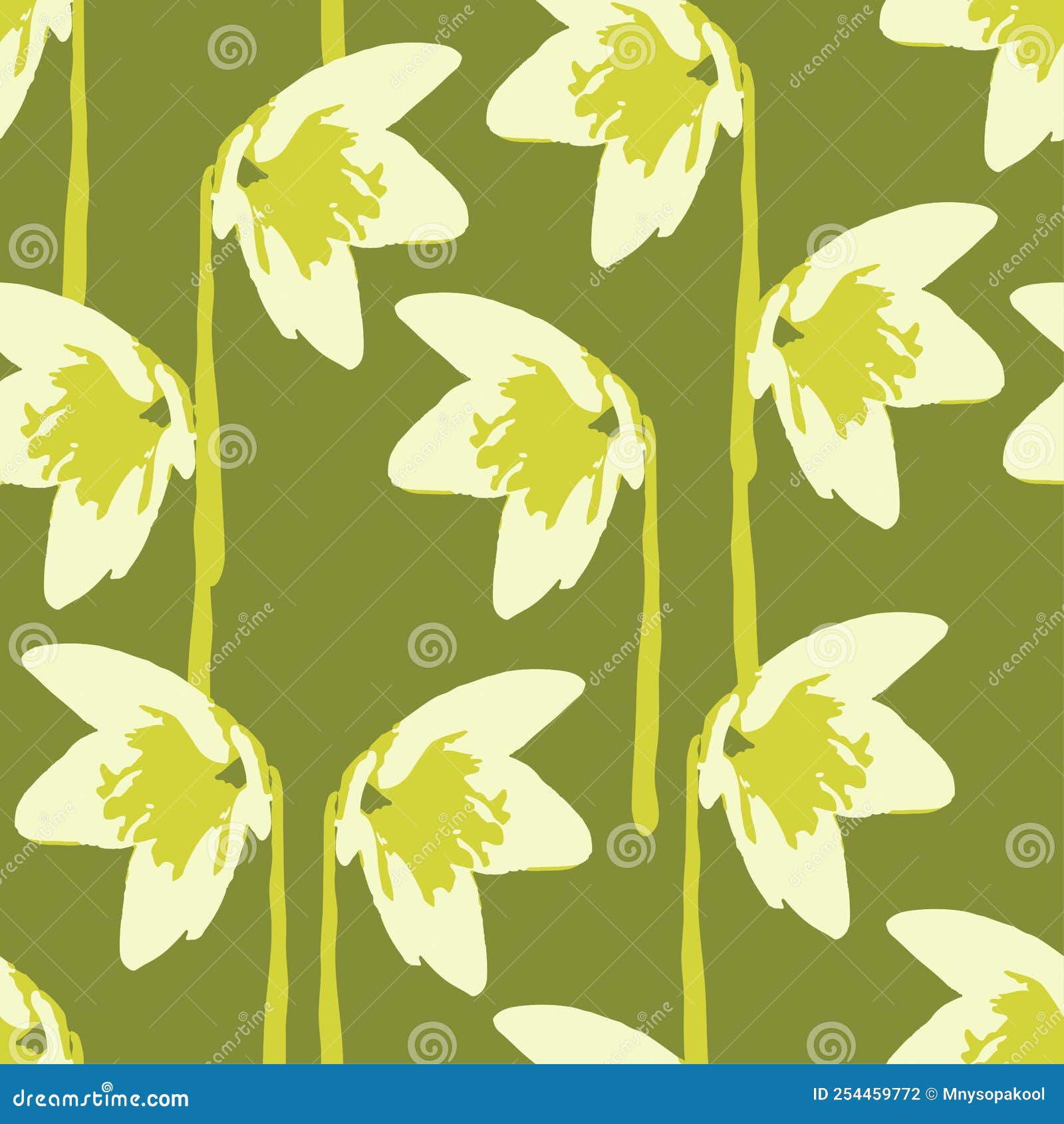 Seamless Plants Pattern Background with Green Flowers , Greeting Card ...