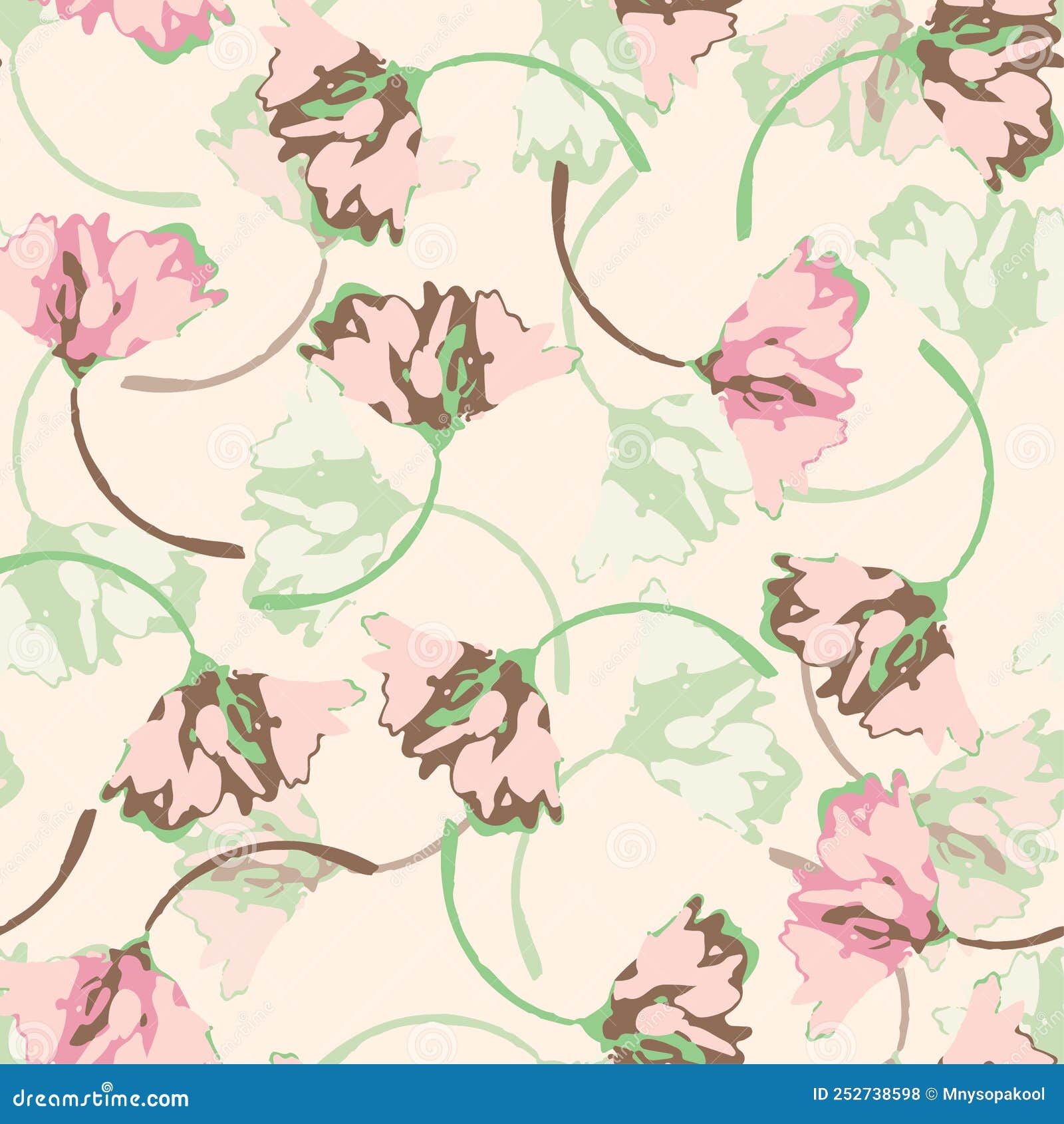 Seamless Plants Pattern Background with Mixed Abstract Leaves ...