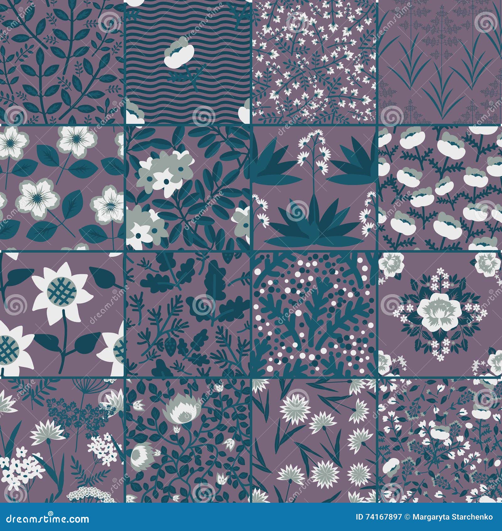 Seamless plants patterns stock vector. Illustration of leaf - 74167897