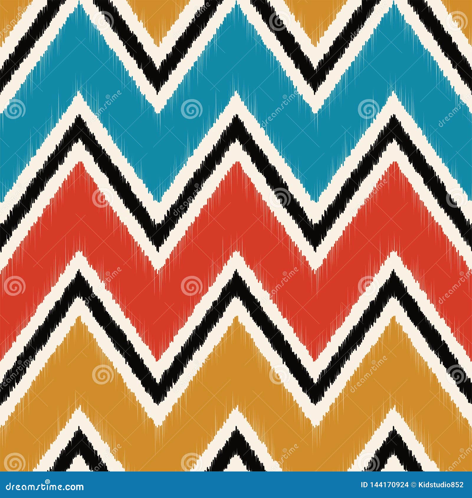 Seamless Retro Multicolored Fabric Wide Chevron Wave Textile Pattern ...