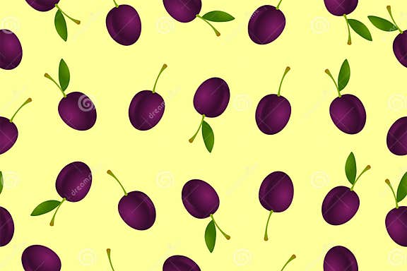 Seamless Plum Pattern. Vector Seamless Pattern with Plums. Fabric ...