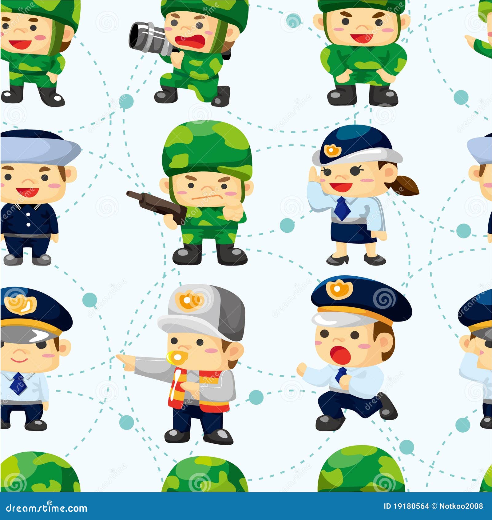 Seamless Police and Soldier Pattern Stock Vector - Illustration of ...