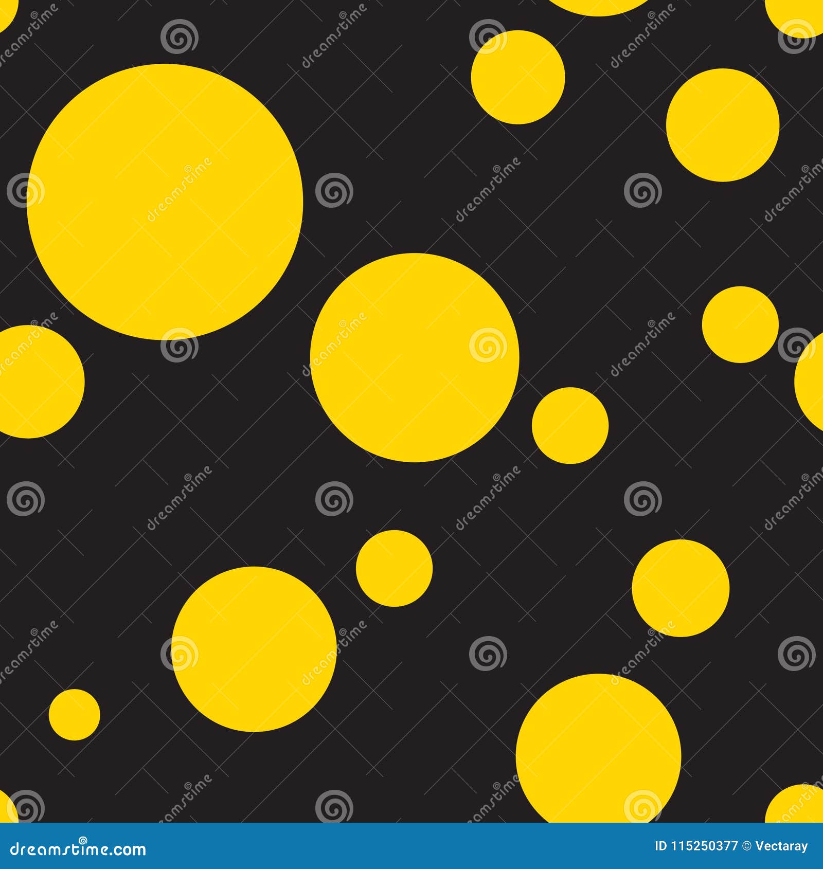 Seamless Polka Dot Pattern Background in Yellow and Black Stock ...
