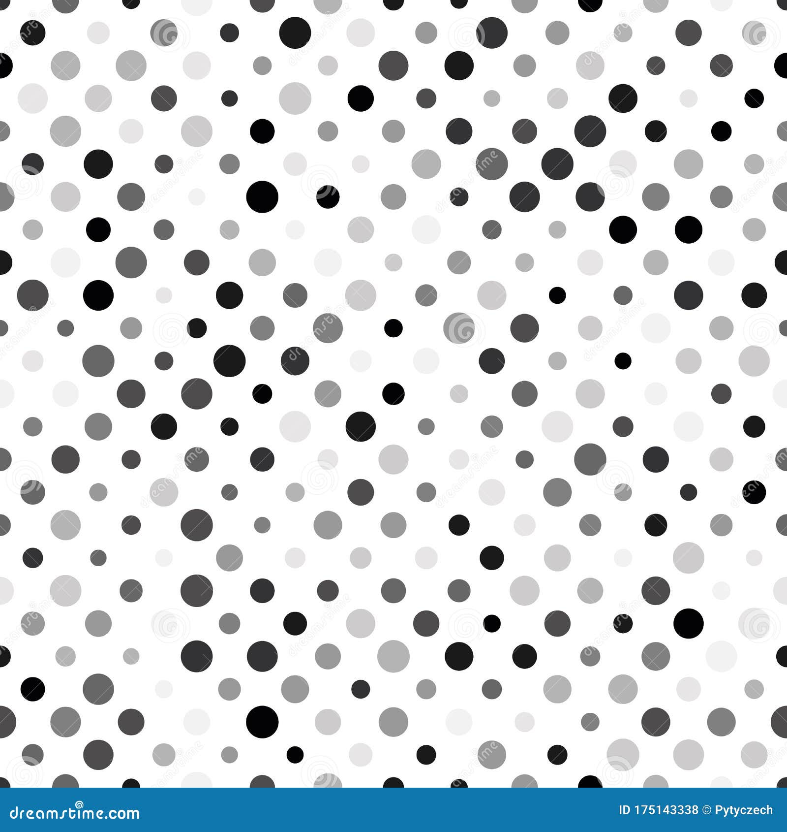 Seamless Polka Dot Pattern. Grey Dots in Random Sizes on White ...