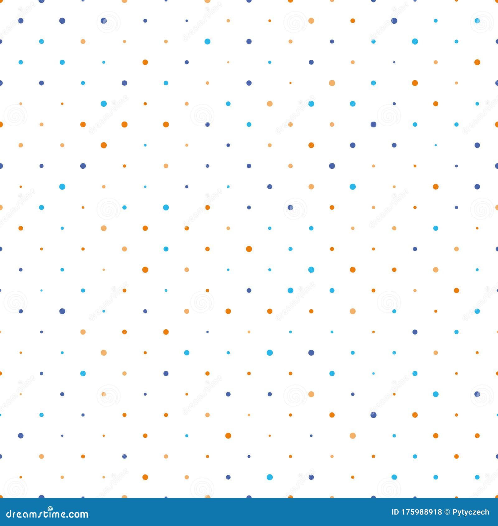 Seamless Polka Dot Pattern. Orange and Blue Dots in Random Sizes on ...