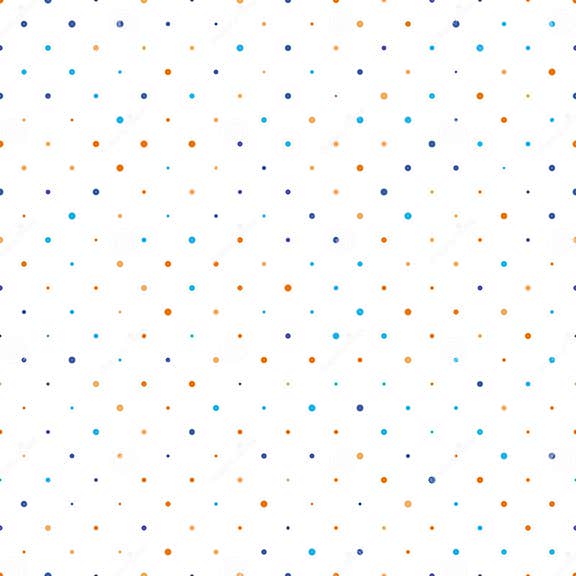Seamless Polka Dot Pattern. Orange and Blue Dots in Random Sizes on ...