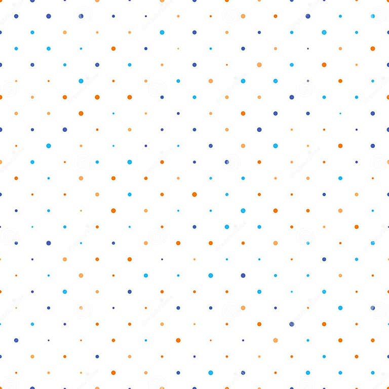 Seamless Polka Dot Pattern. Orange and Blue Dots in Random Sizes on ...
