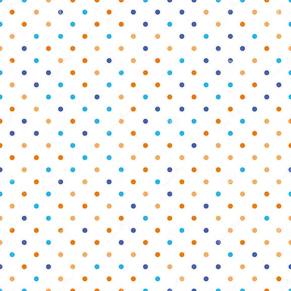 Seamless Polka Dot Pattern. Orange and Blue Dots in Random Sizes on ...