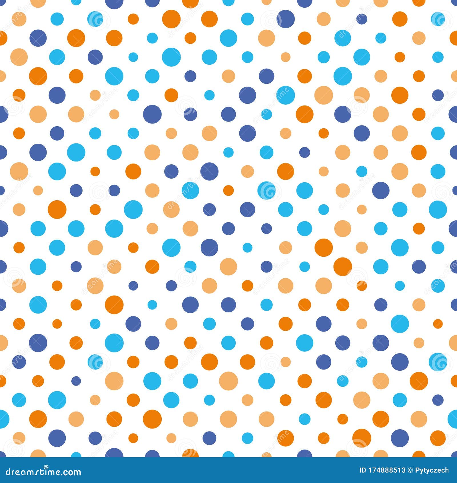 Seamless Polka Dot Pattern. Orange and Blue Dots in Random Sizes on ... Seamless Polka Dot Pattern. Orange and Blue Dots in Random Sizes on ...