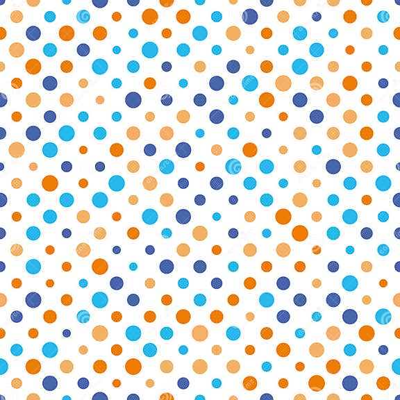 Seamless Polka Dot Pattern. Orange and Blue Dots in Random Sizes on ...