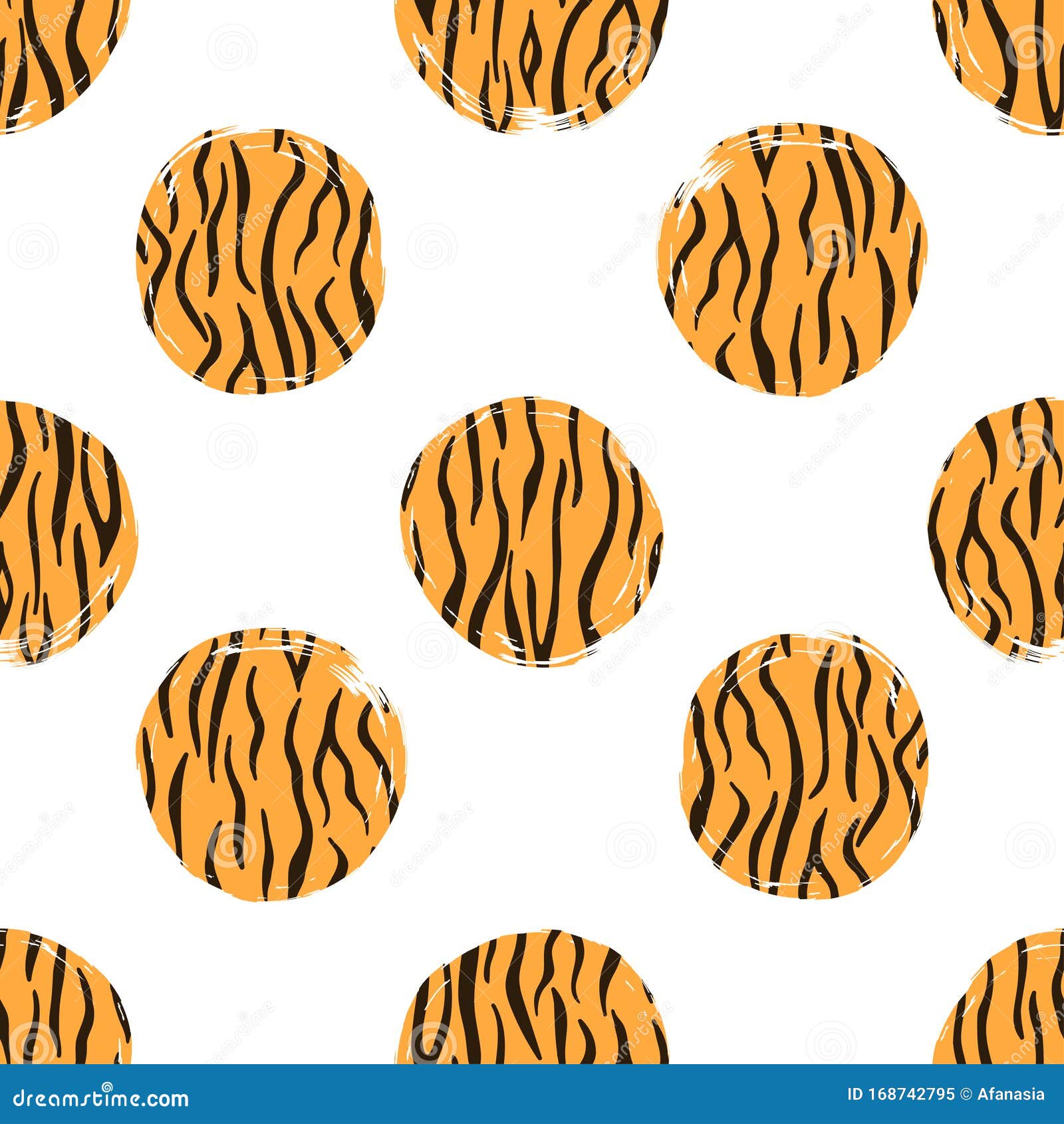 Seamless Polka Dot Pattern with Tiger Print Stock Vector - Illustration ...