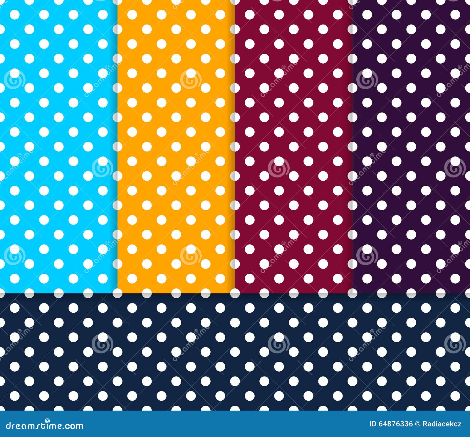 Seamless Polka Patterns Color Set Stock Illustration - Illustration of ...