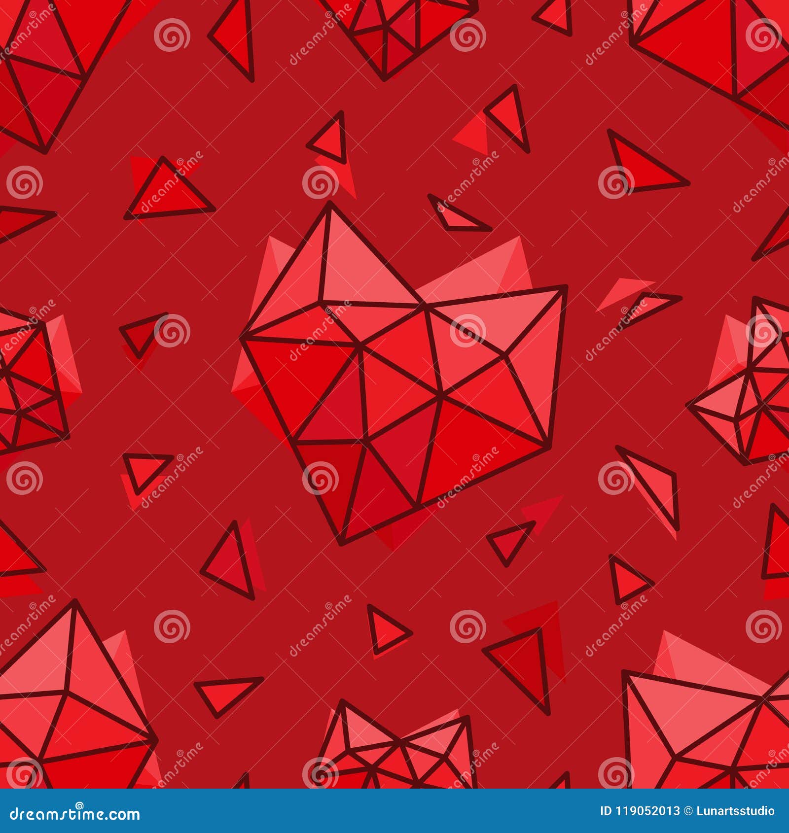 Seamless Polygon Heart Valentine S Day Greeting Card Pattern. Stock ...