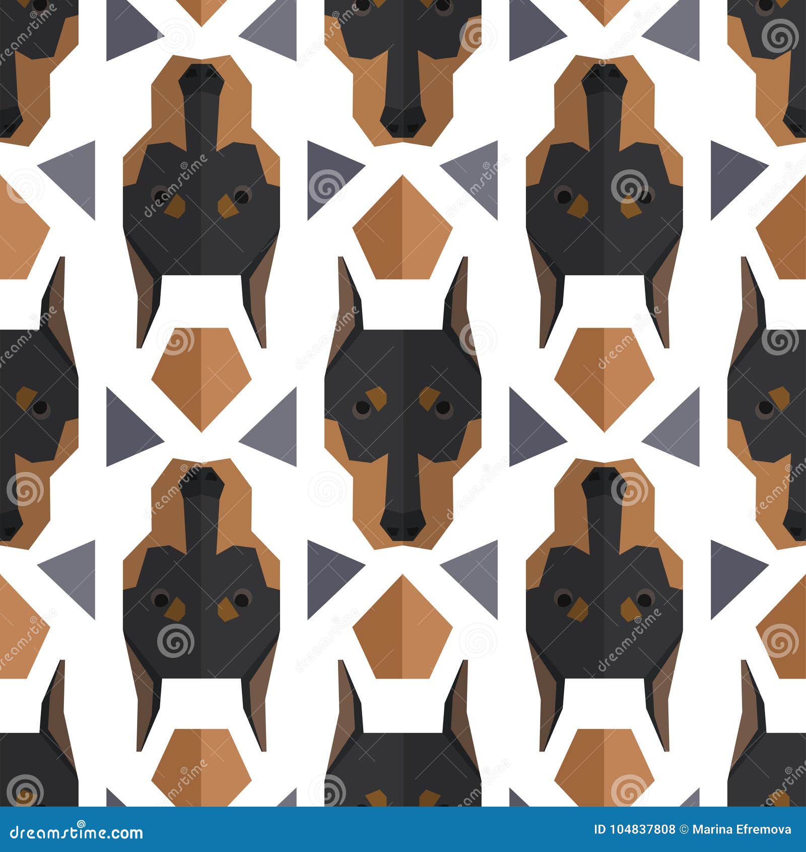 Seamless Polygonal Pattern with Doberman Head. Stock Vector ...