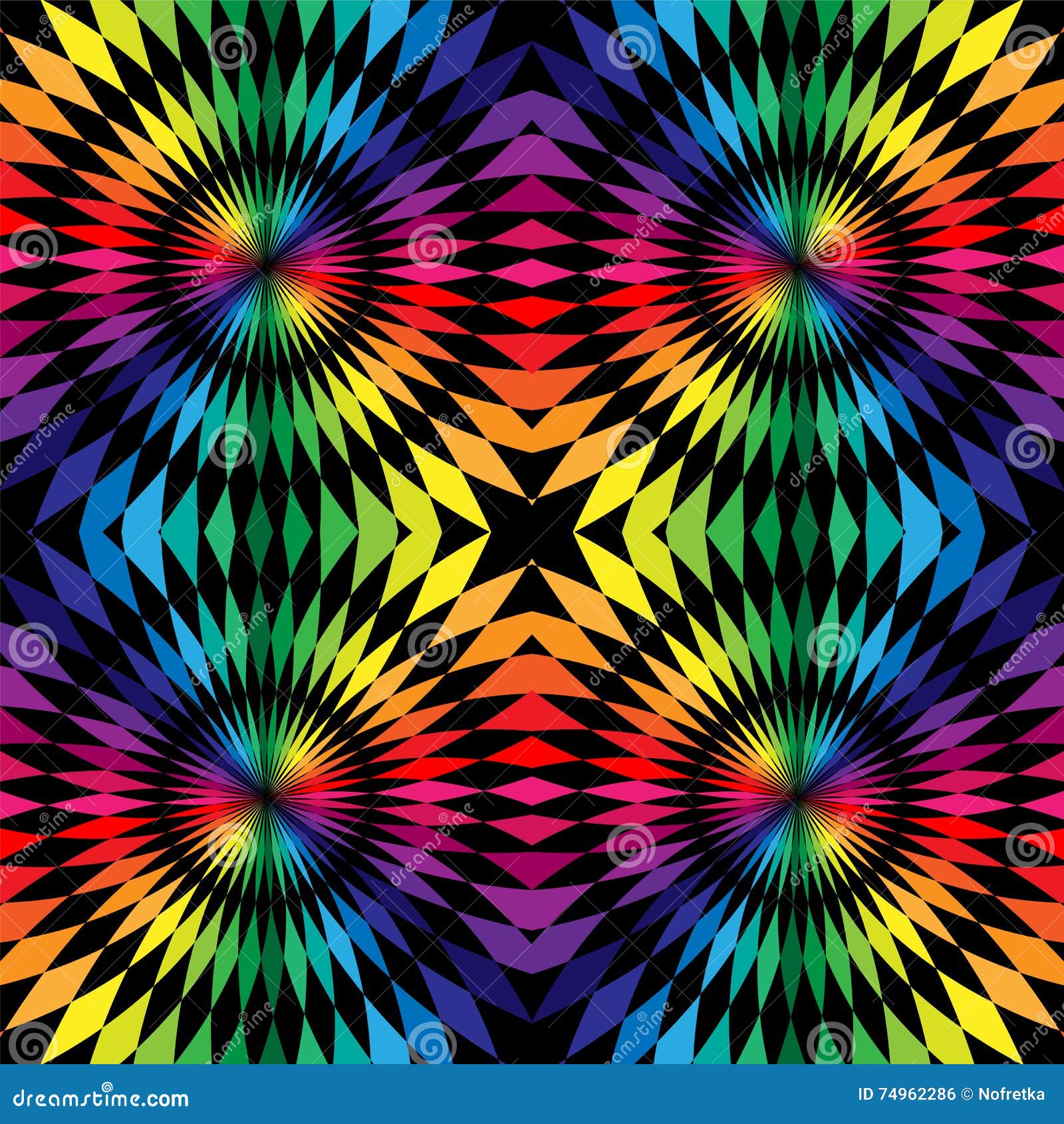 Seamless Polygonal Pattern. Rainbow and Black Stripes Rounded in ...