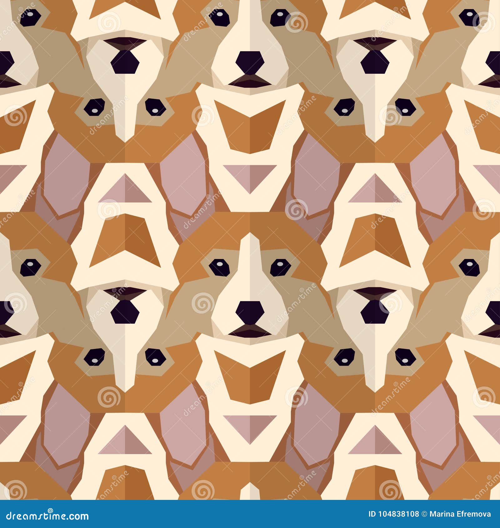 Seamless Polygonal Pattern with Welsh Corgi Head. Stock Vector ...