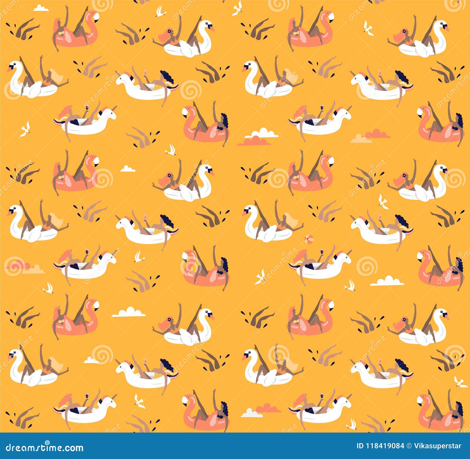 Seamless Pool Float Summer Pattern Vector Illustration | CartoonDealer ...