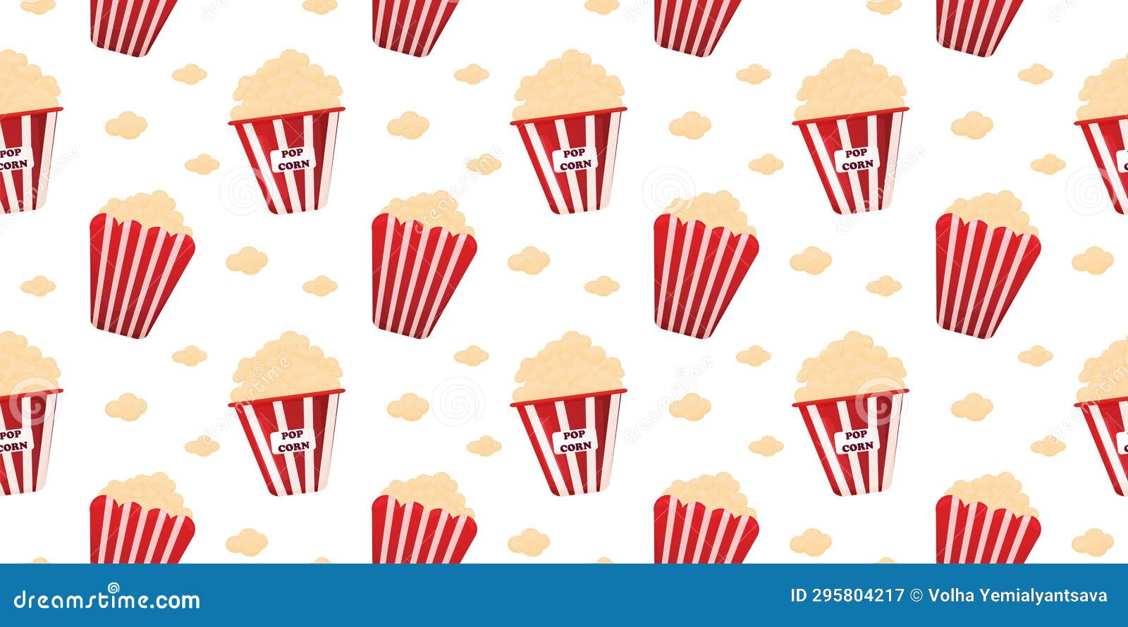 Seamless Popcorn Pattern in Red White Bucket. Vector Illustration ...