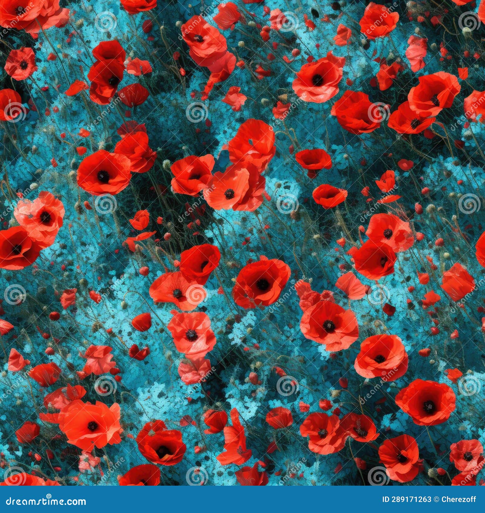 Seamless Poppy Field Texture Stock Illustration - Illustration of petal ...