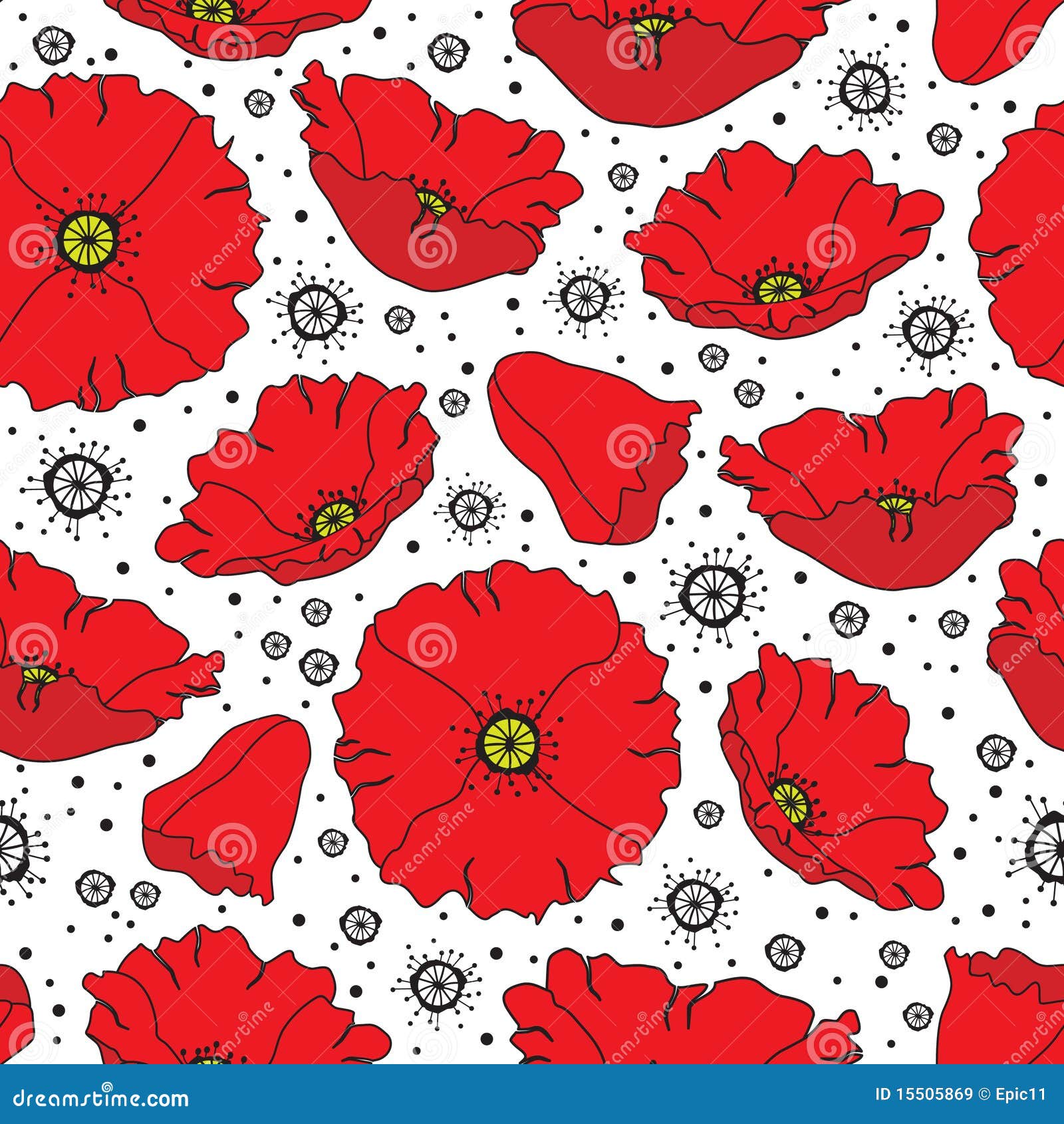 Seamless poppy pattern stock vector. Illustration of painting - 15505869