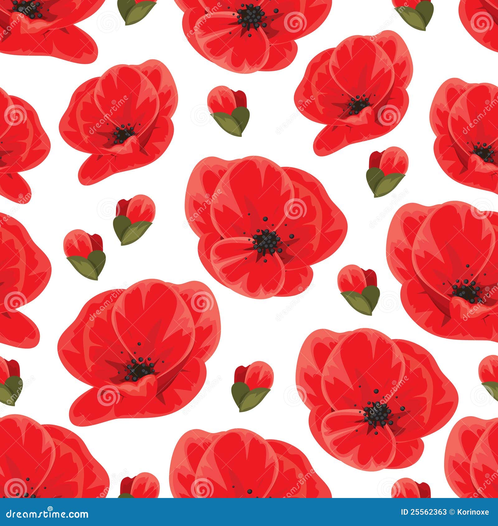 Seamless poppy pattern stock vector. Illustration of head - 25562363