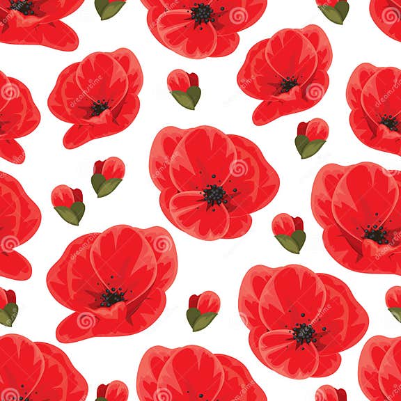 Seamless poppy pattern stock vector. Illustration of head - 25562363
