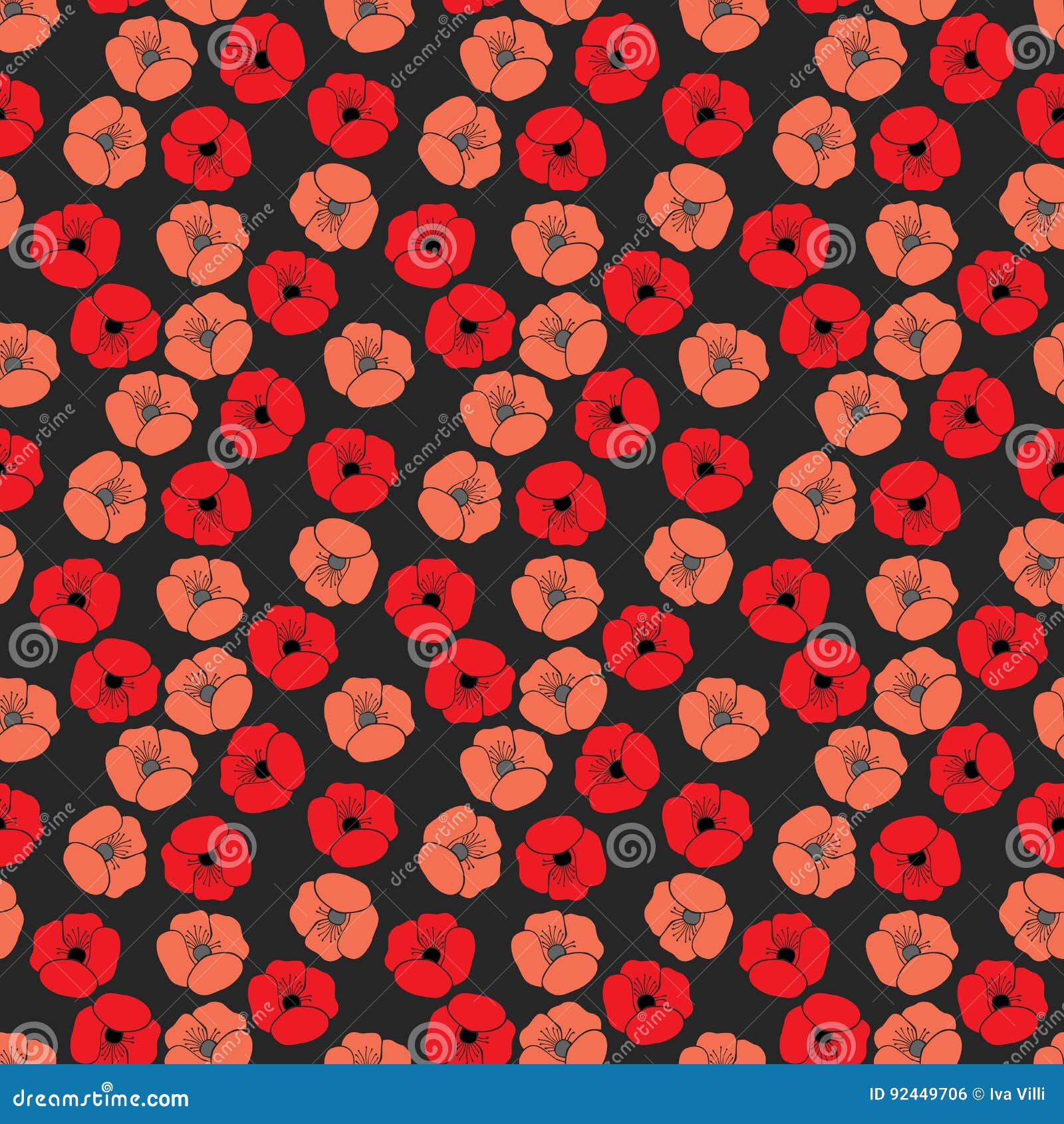 Seamless poppy pattern stock vector. Illustration of decorative - 92449706