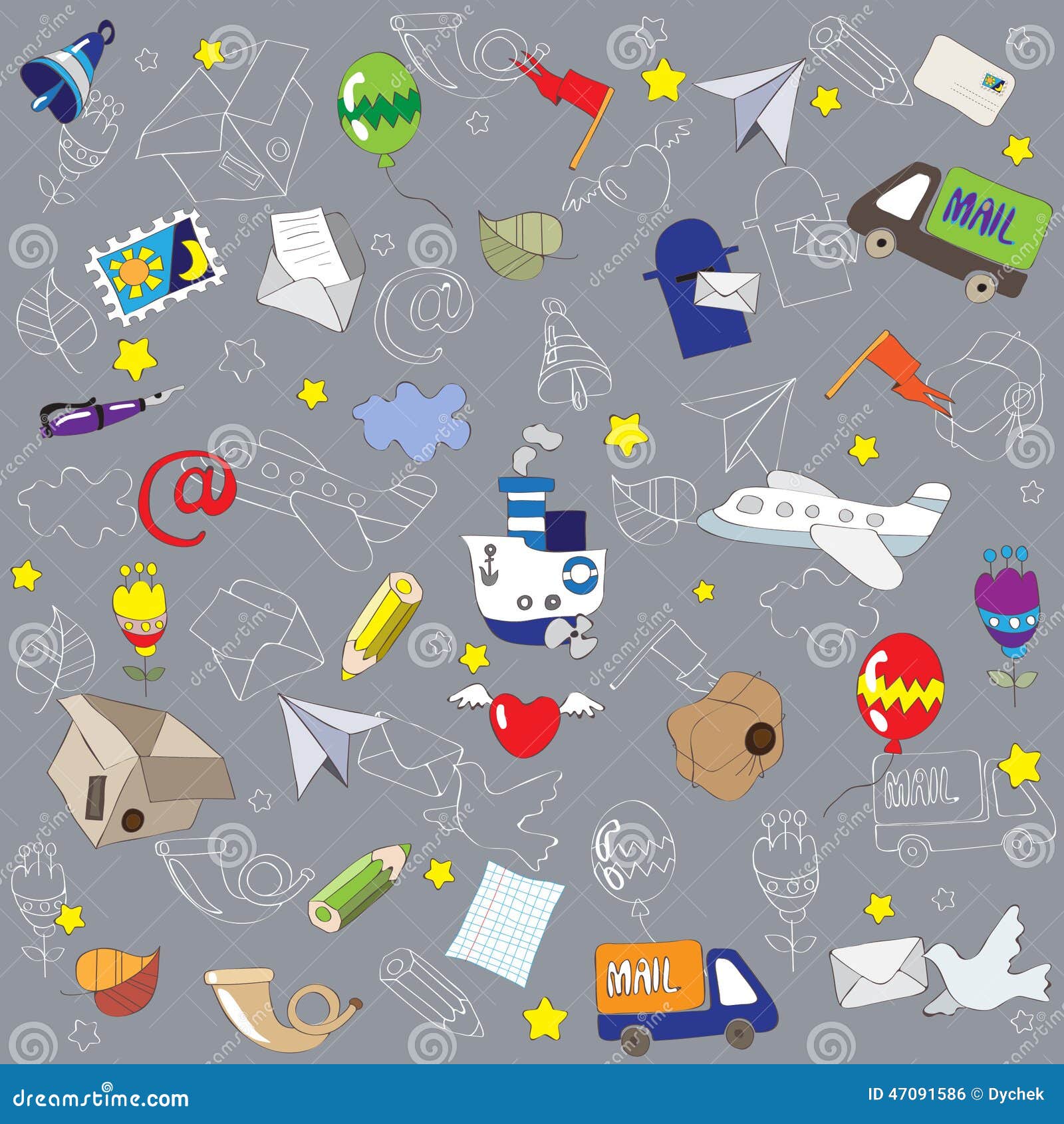 Seamless post pattern. stock vector. Illustration of flag - 47091586