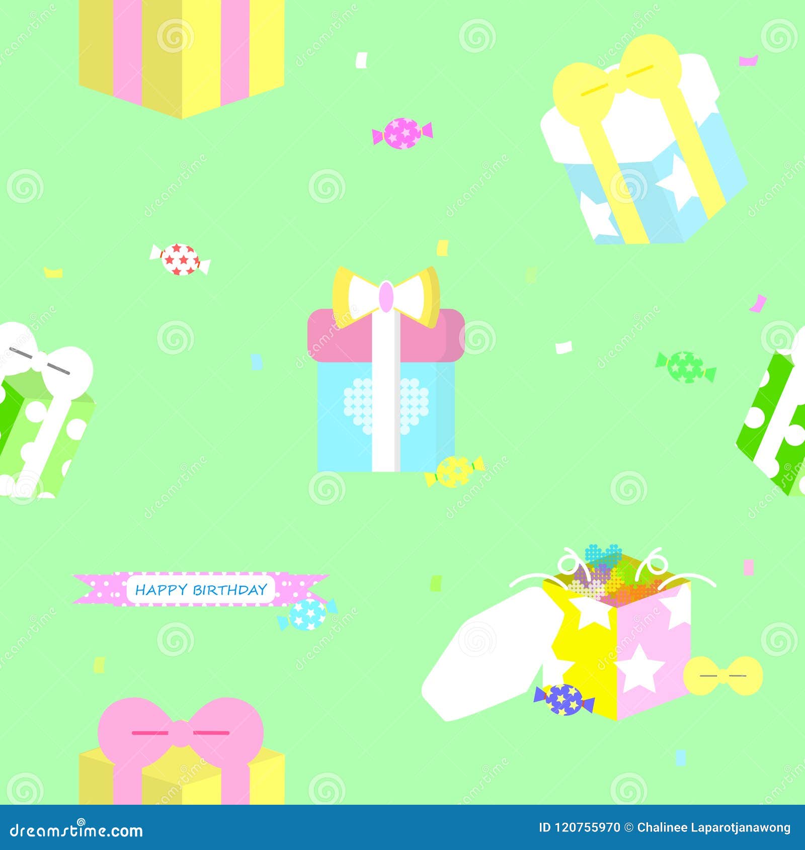 Seamless Present Gift Happy Birthday Repeat Pattern Stock Vector ...