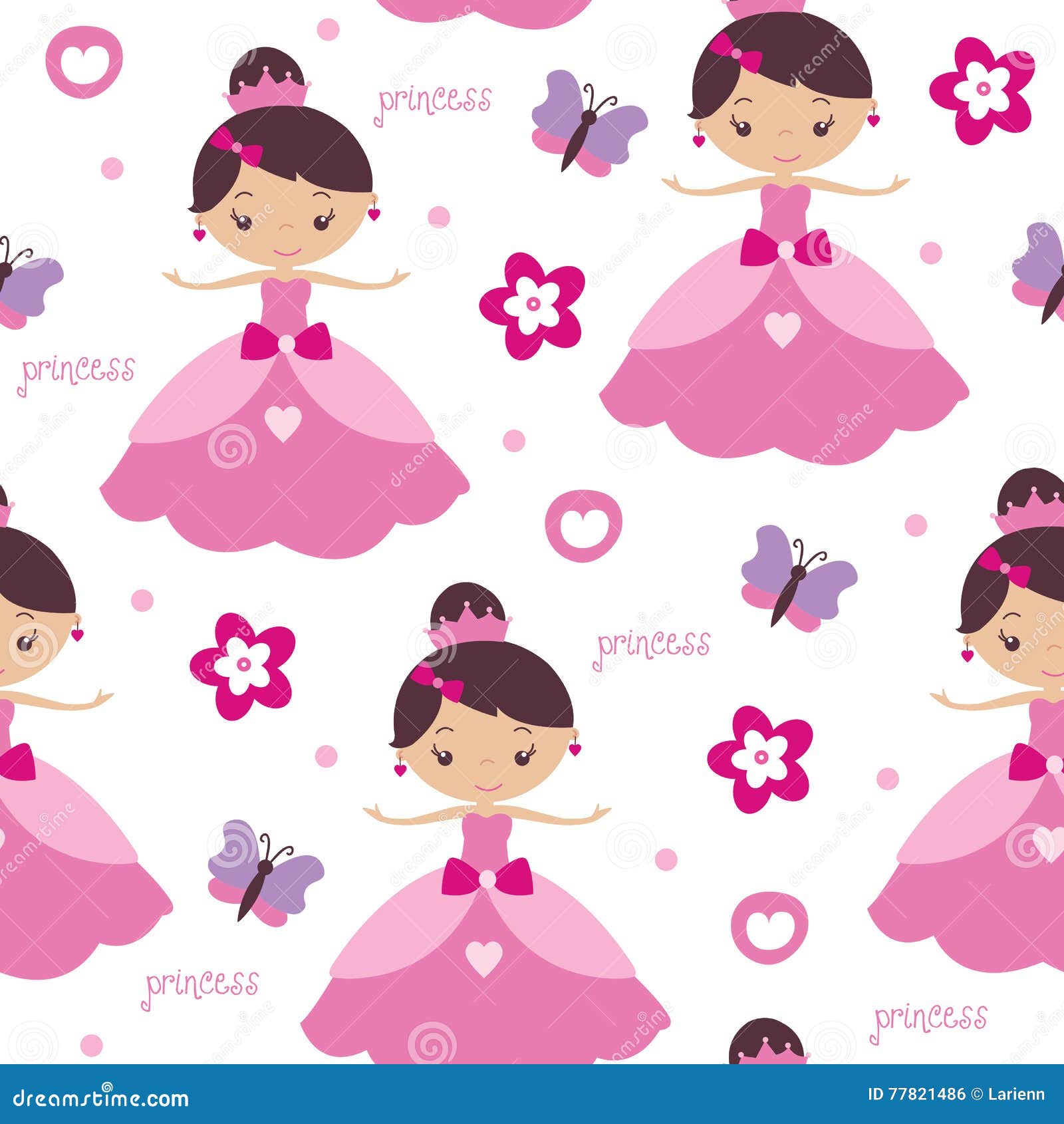 Seamless Princess and Flower Pattern Vector Illustration Stock Vector ...