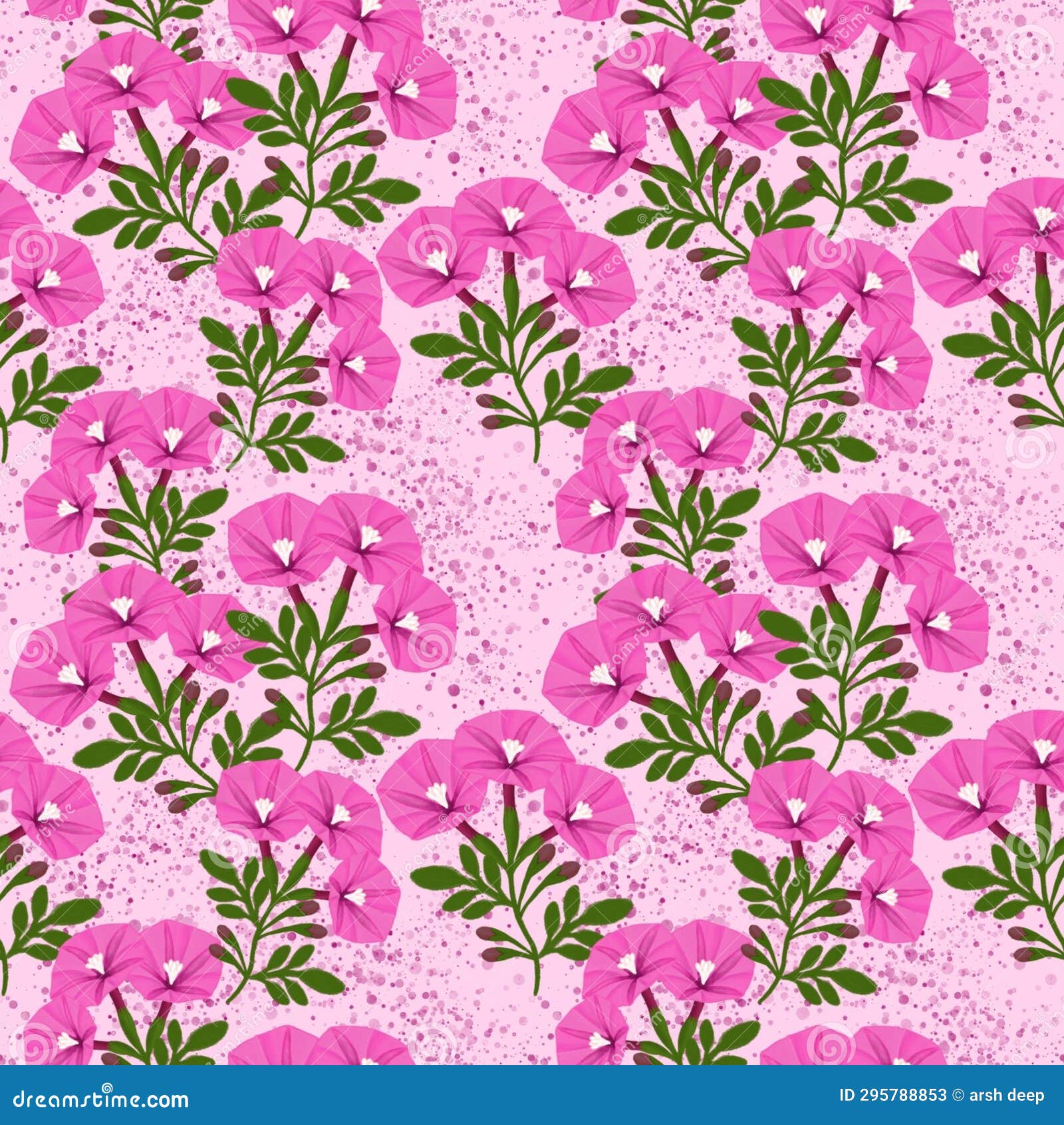 Seamless Print of Flowers in Pink Theme Stock Image - Image of spring ...